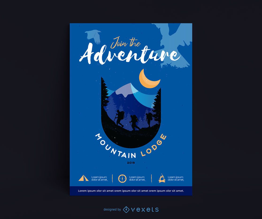 Mountain Lodge Poster Design Vector Download