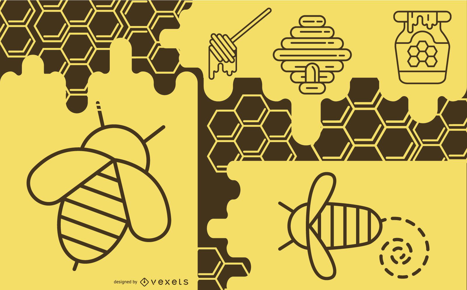 Bee Elements Composition Design Vector Download