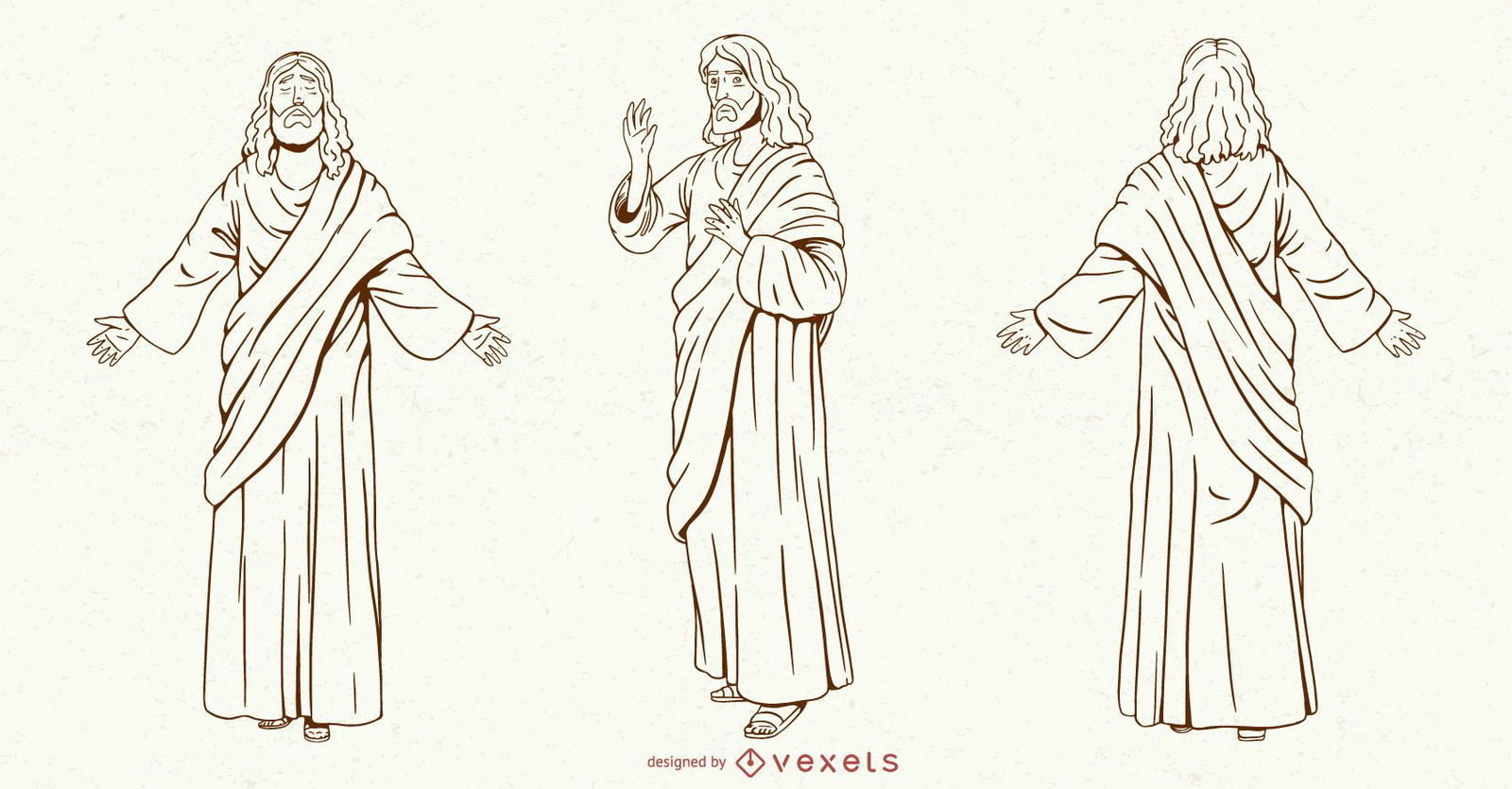 Jesus Stroke Character Set Vector Download