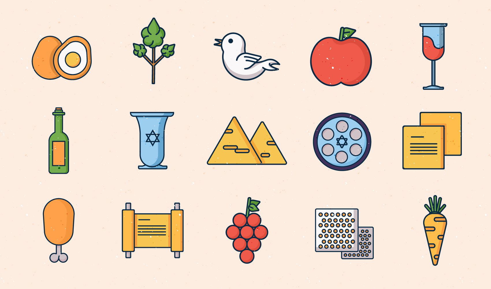 Passover Icon Collection Vector Download