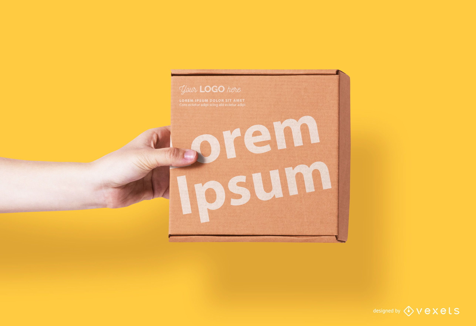 Cardboard Square Box Mockup PSD Editable Template