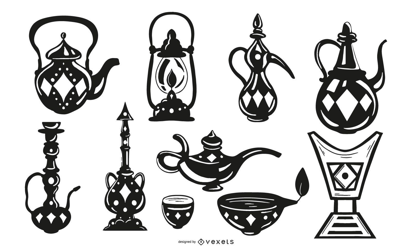 Arabic Black Stroke Objects Design Pack Vector Download