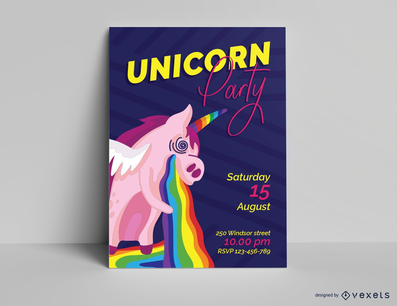 Unicorn Party Invitation Template Vector Download