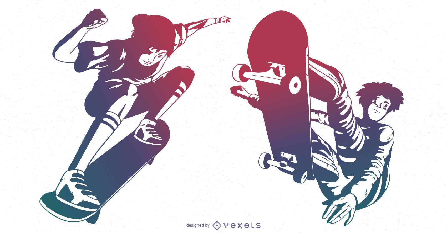 Skater Characters Gradient Set Vector Download