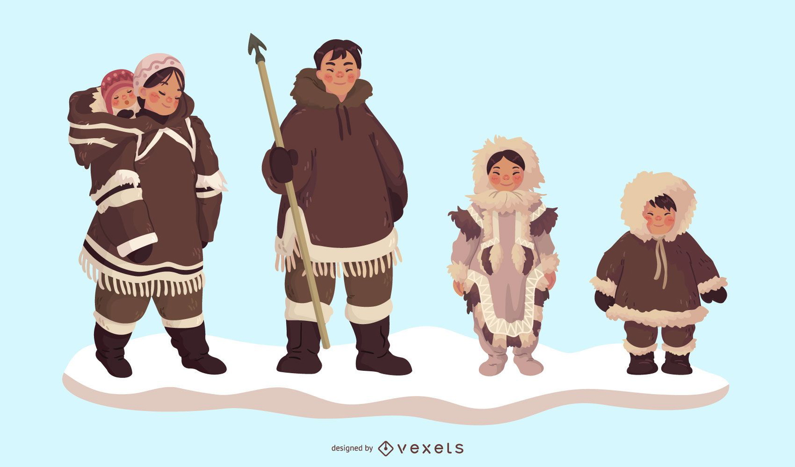 Eskimo Family Character Set Vector Download