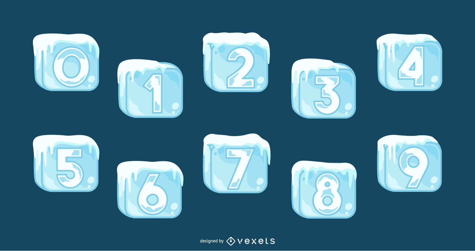 Ice Cubes Number Set Vector Download