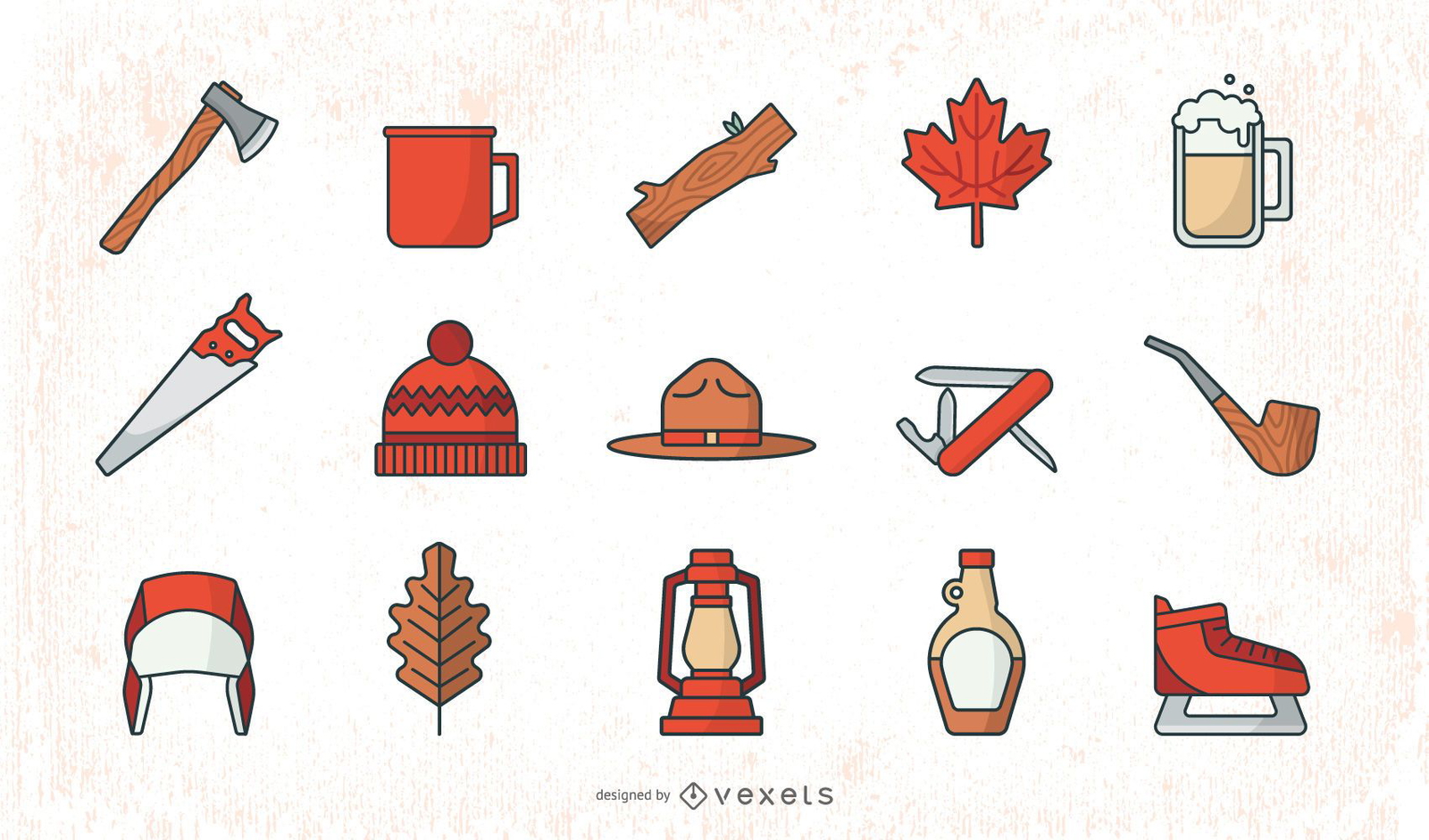 Flat Lumberjack Elements Set Vector Download
