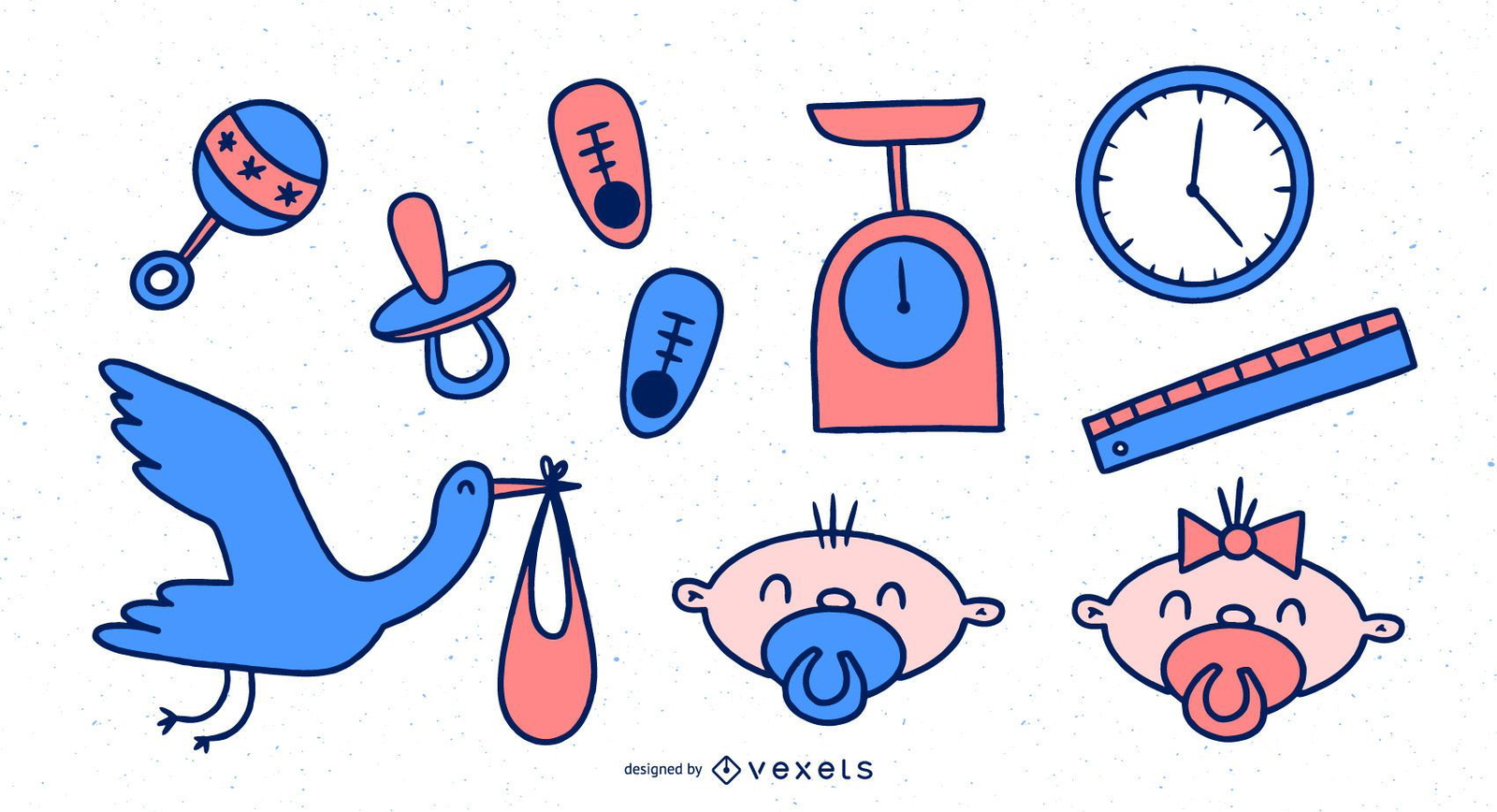 Baby Elements Cute Set Vector Download