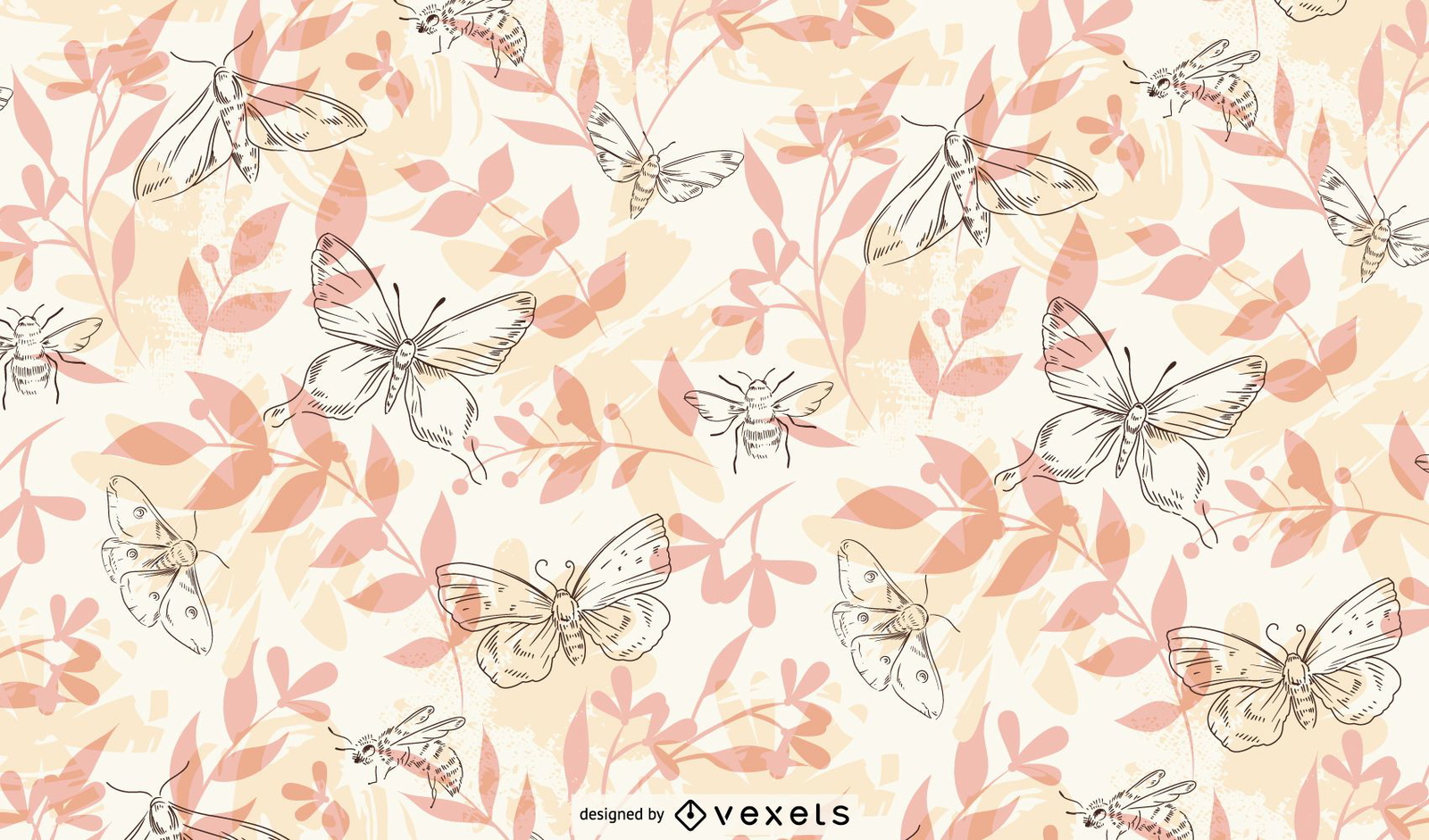 Spring Insects Hand Drawn Pattern Vector Download