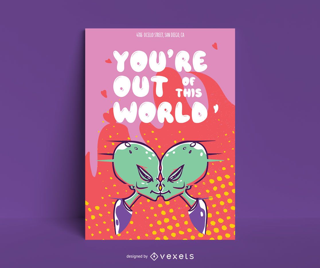 Alien Love Poster Design Vector Download