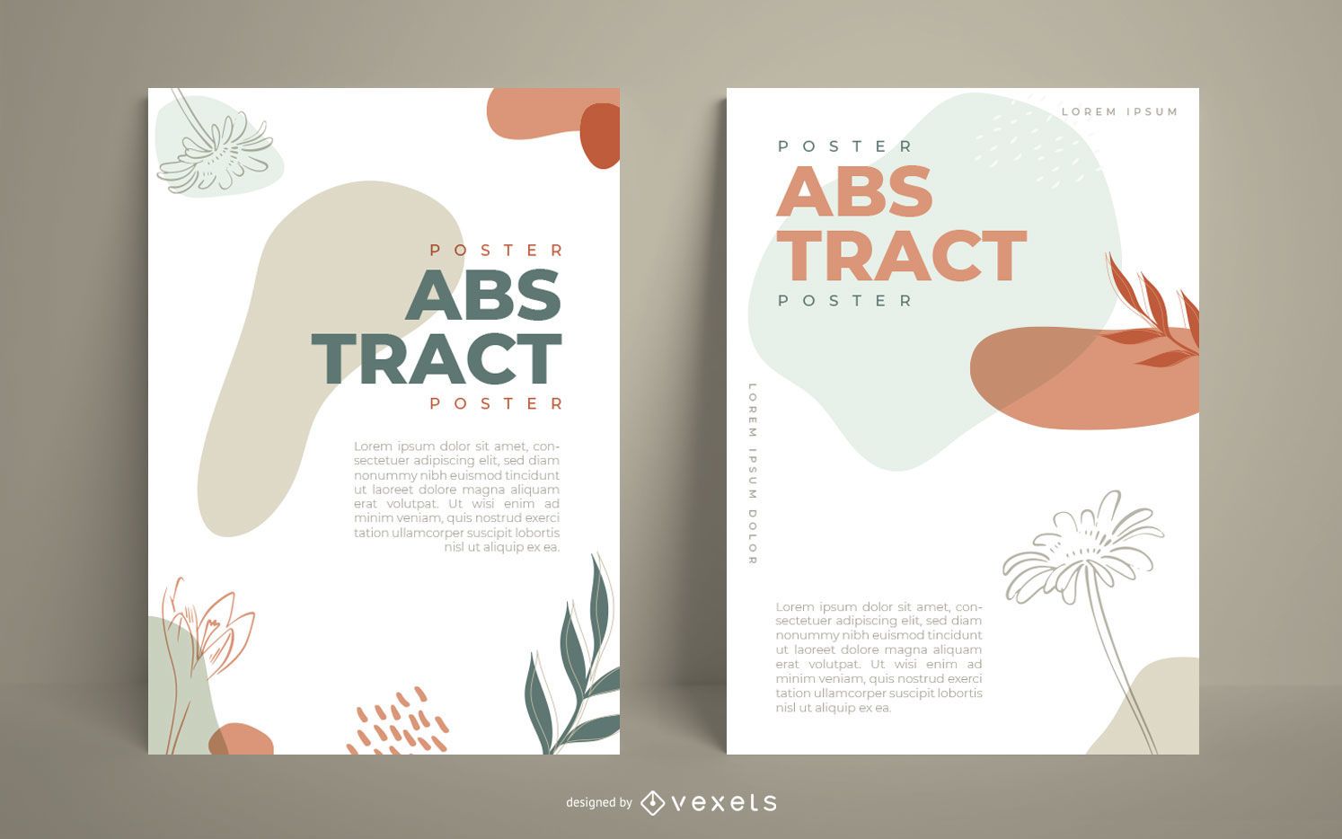 Abstract Organic Illustrated Poster Set Vector Download