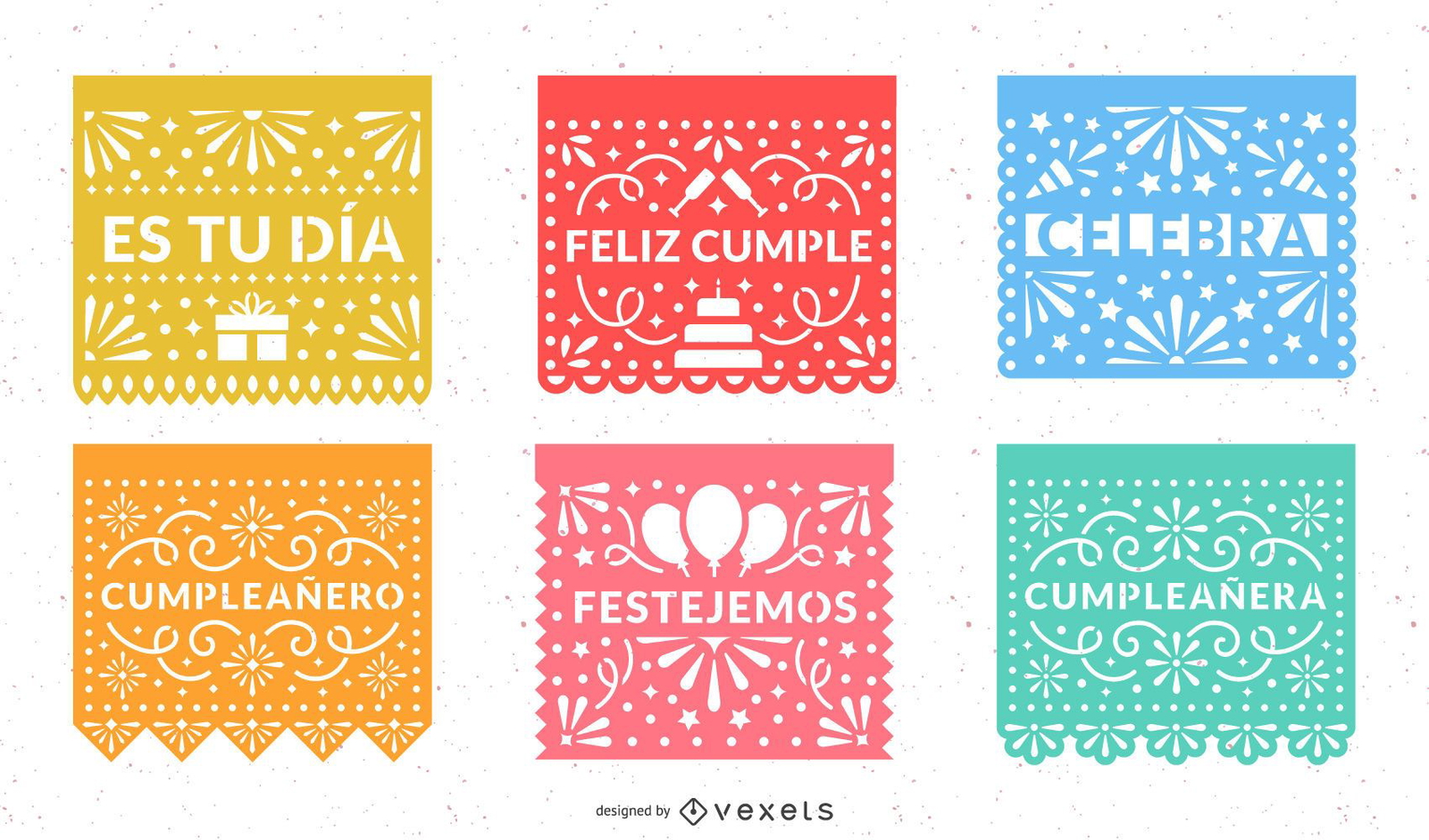 Papel Picado Party Design Set Vector Download