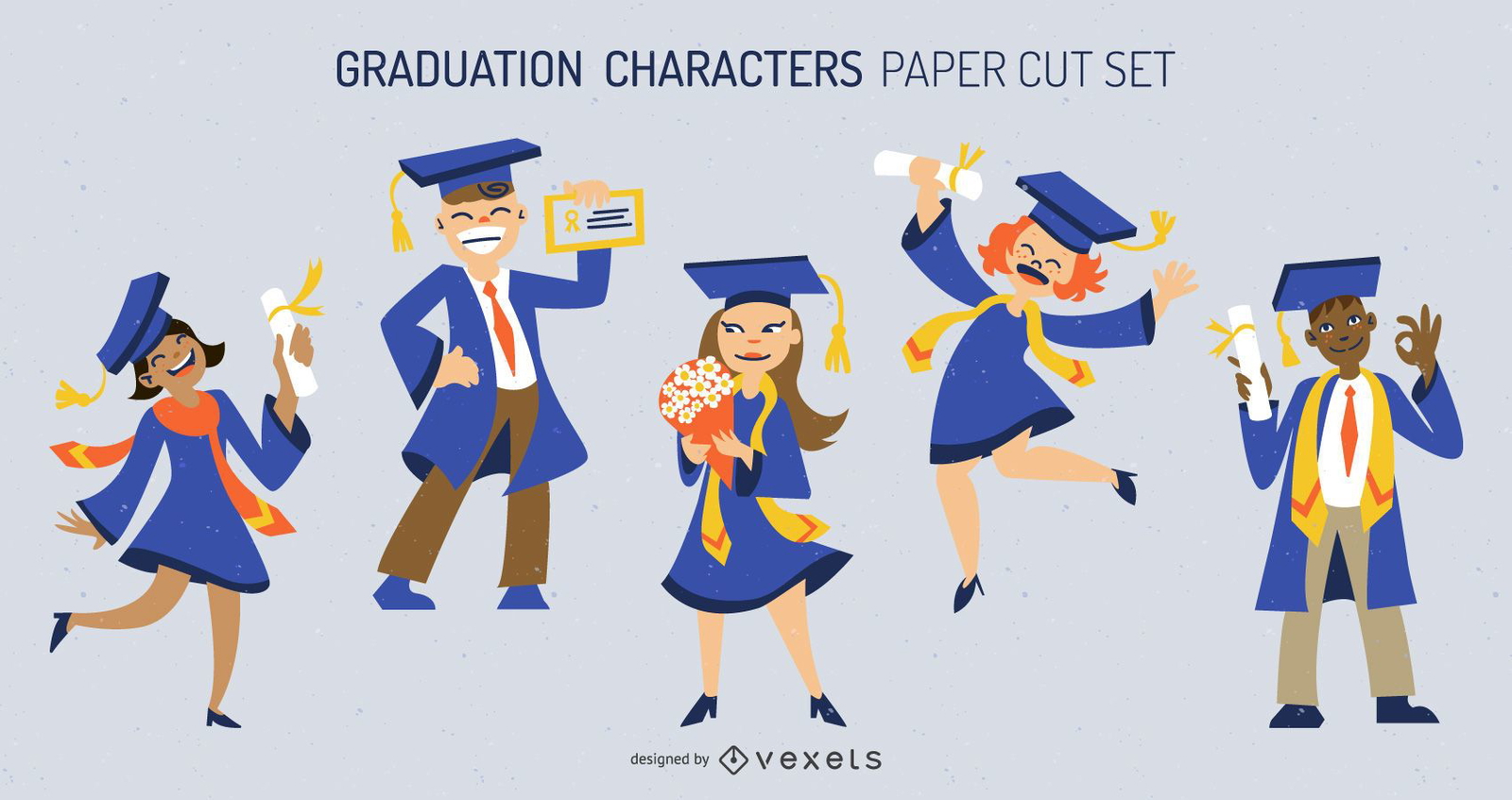 Graduation Characters Set Vector Download