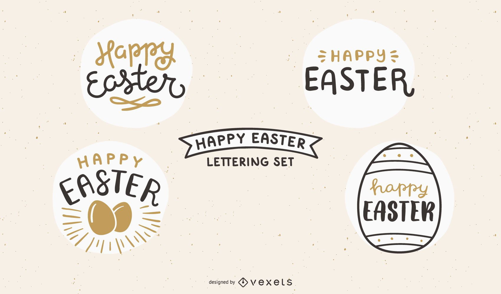 Happy Easter Lettering Set Vector Download