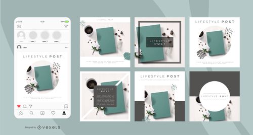 Lifestyle Social Media Post Template Set Vector Download