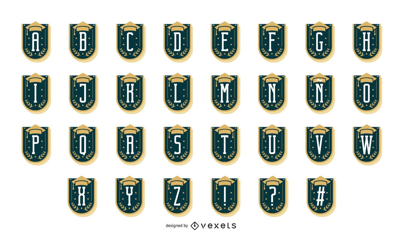 Graduation Alphabet Set Vector Download