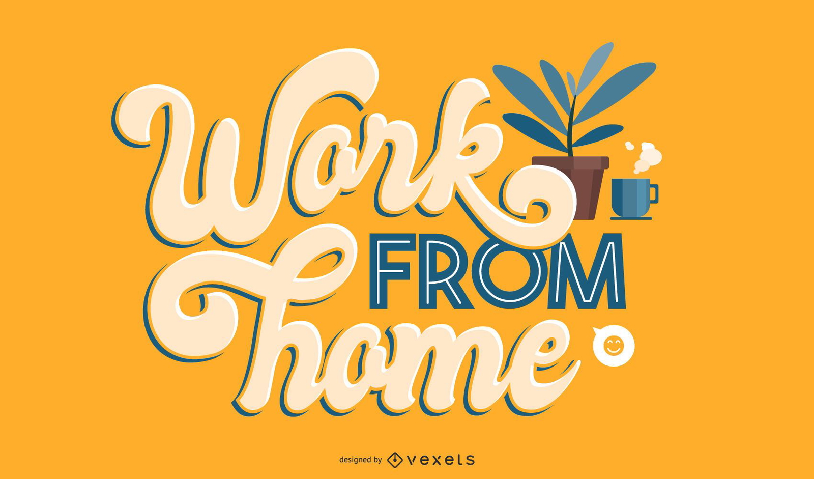 Work From Home Covid Lettering Vector Download