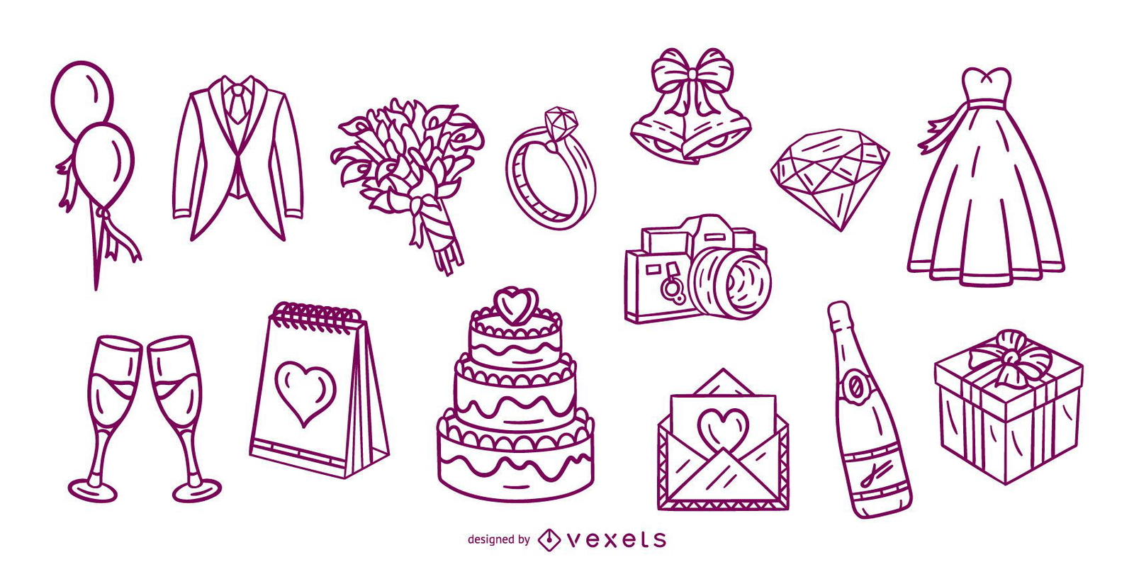 Wedding Hand Drawn Stroke Elements Pack Vector Download