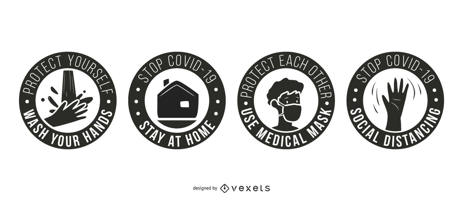 Coronavirus Stay Safe Badge Pack Vector Download
