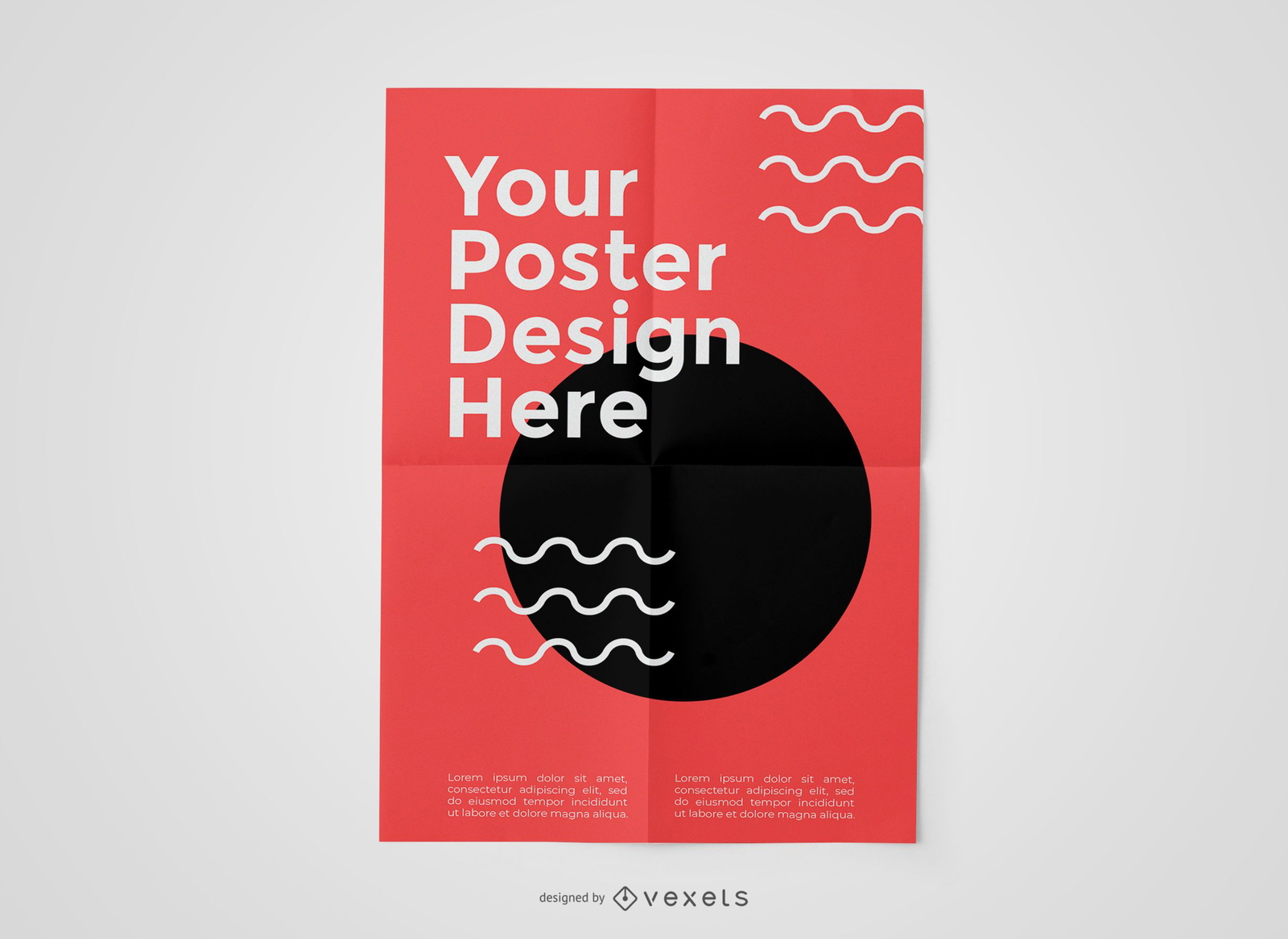 Curve Shapes Creased Poster Mockup PSD Editable Template