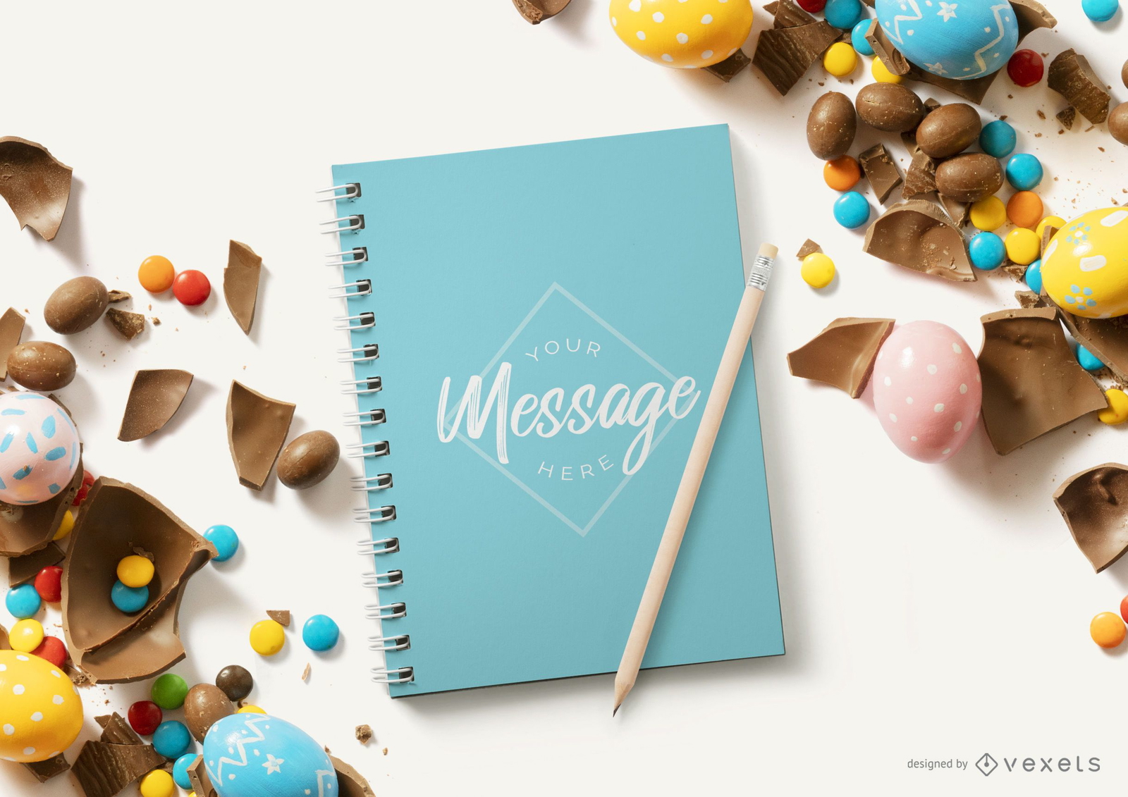 Easter Notebook Mockup Design PSD Editable Template