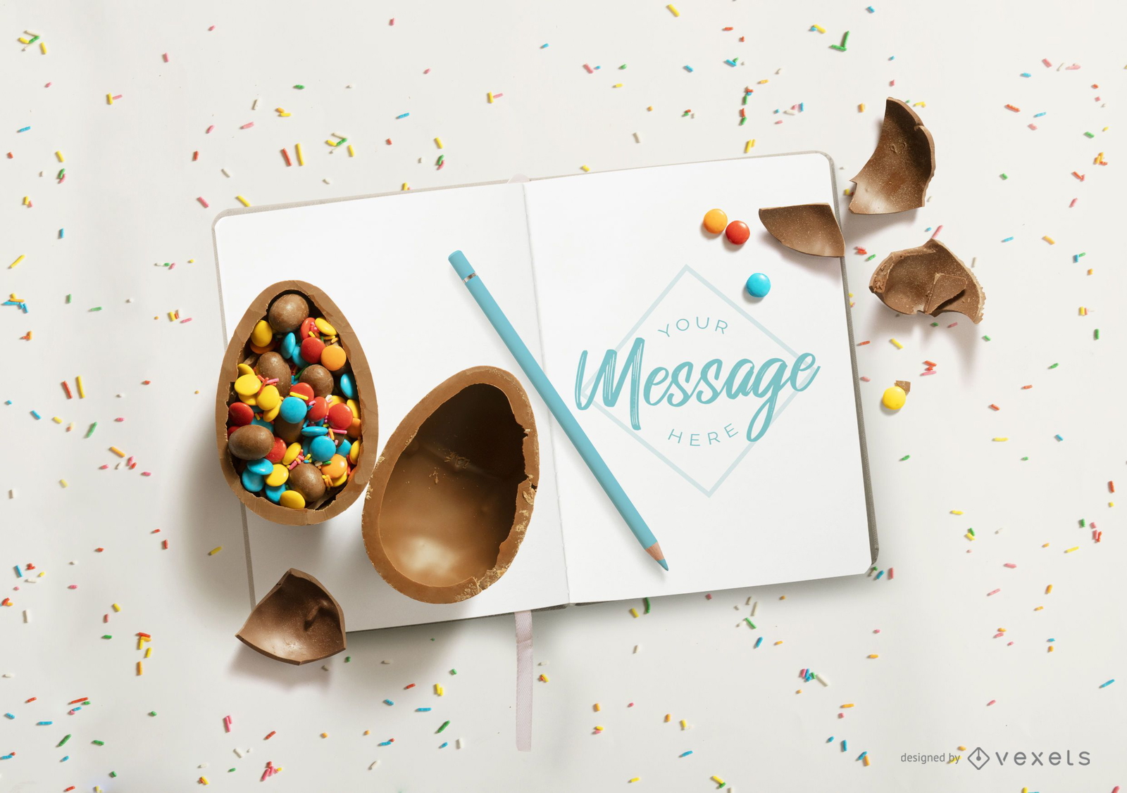 Easter Open Notebook Mockup Design PSD Editable Template