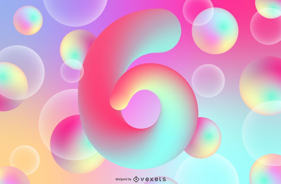 Number 6 Gradient Illustration Design Vector Download