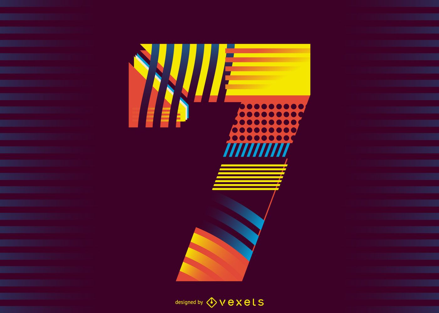 Number 7 Retro Illustration Design Vector Download