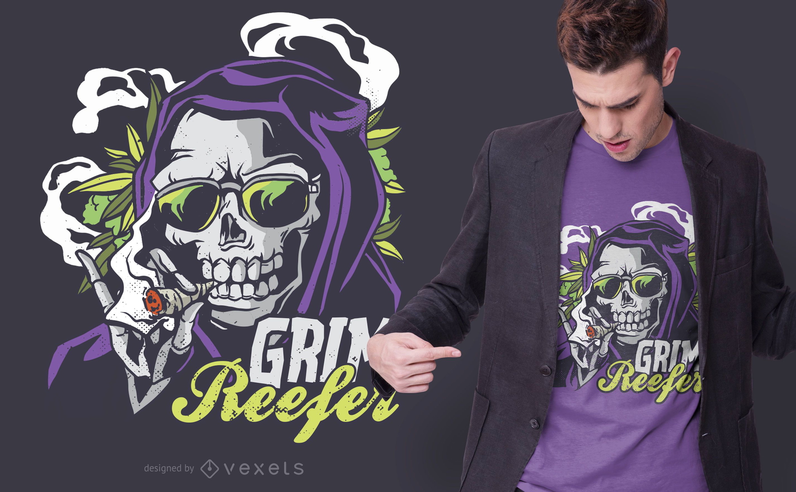 Grim Reefer T-shirt Design Vector Download