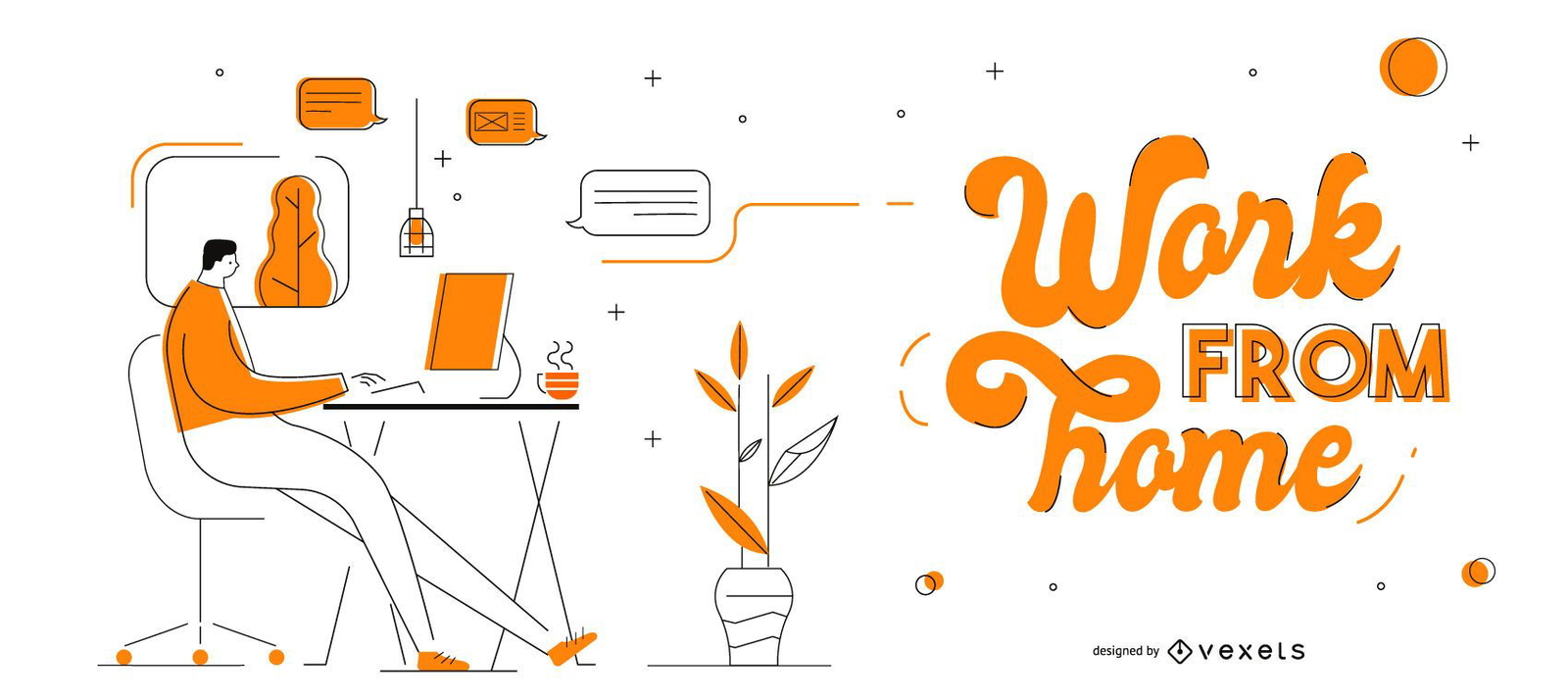 Work From Home Lettering Slider Design Vector Download