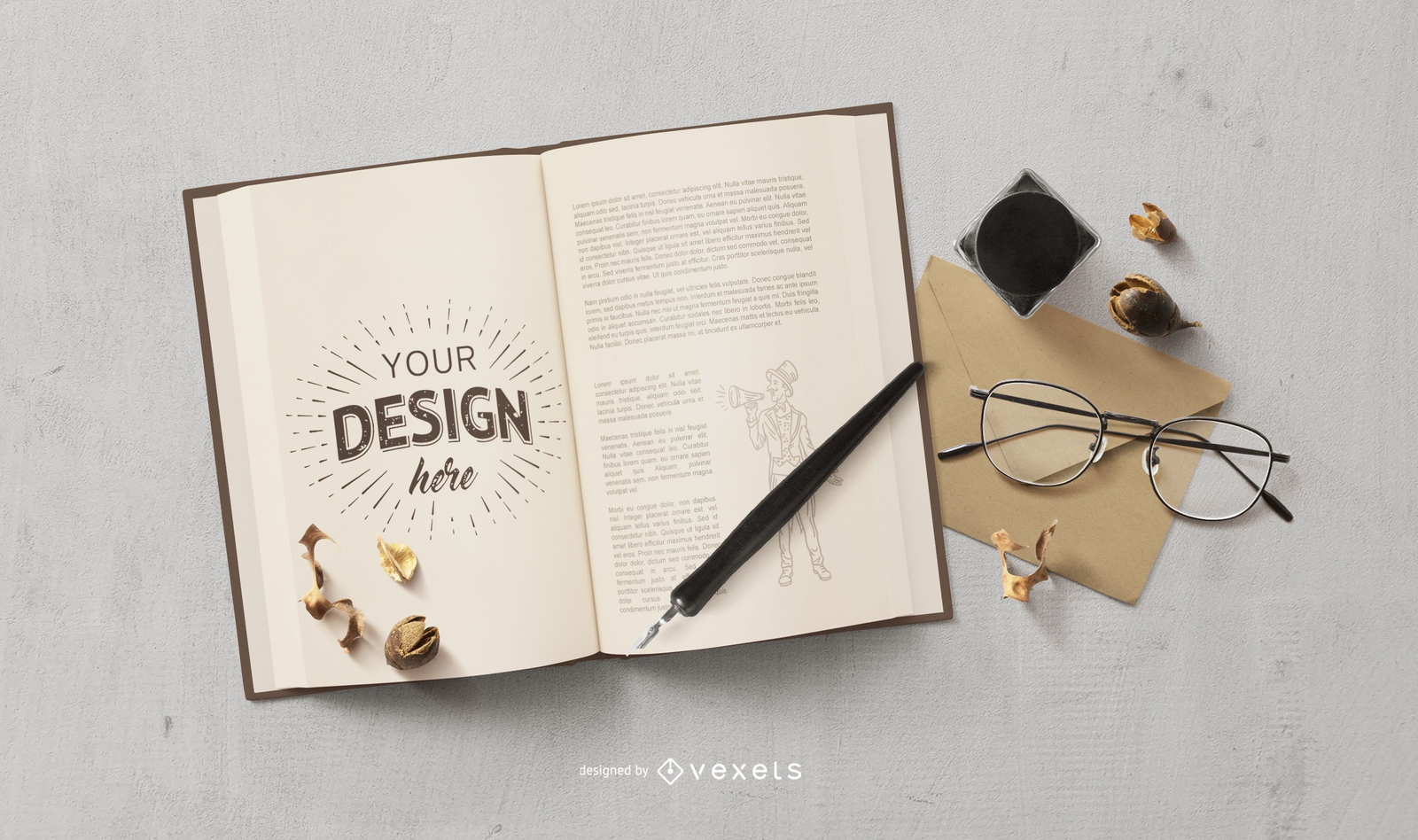 Vintage Book Mockup Composition PSD Editable Template