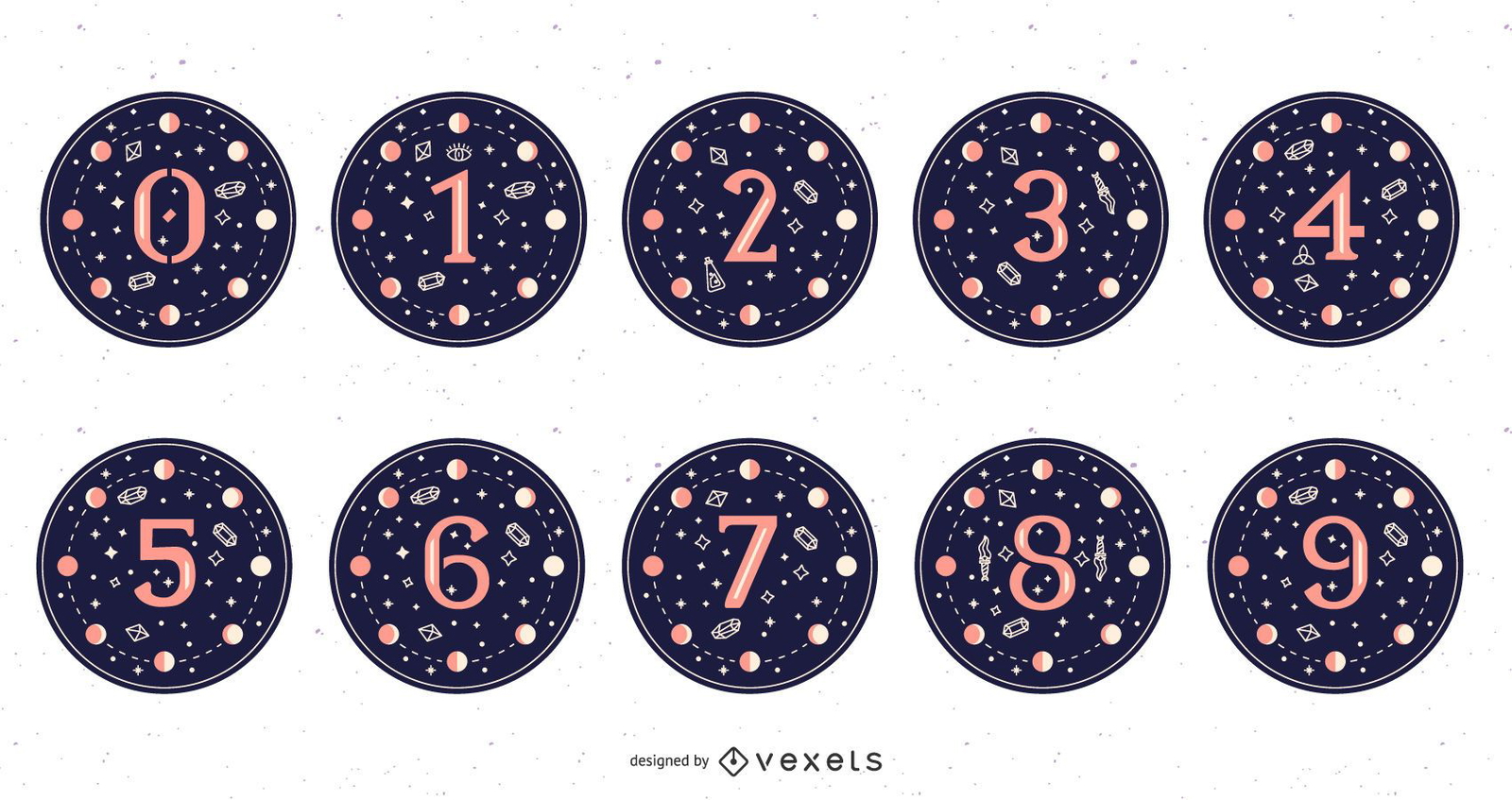 Moon Magic Number Set Vector Download