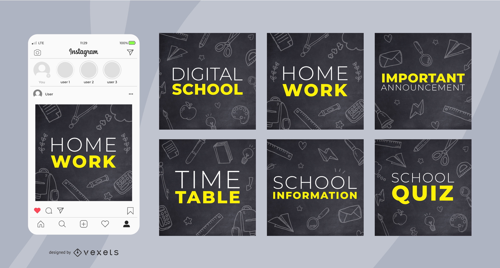 Learn Online Social Media Posts Set Vector Download