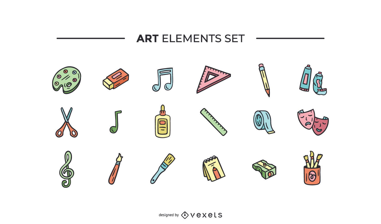 Art Elements Hand Drawn Set Vector Download