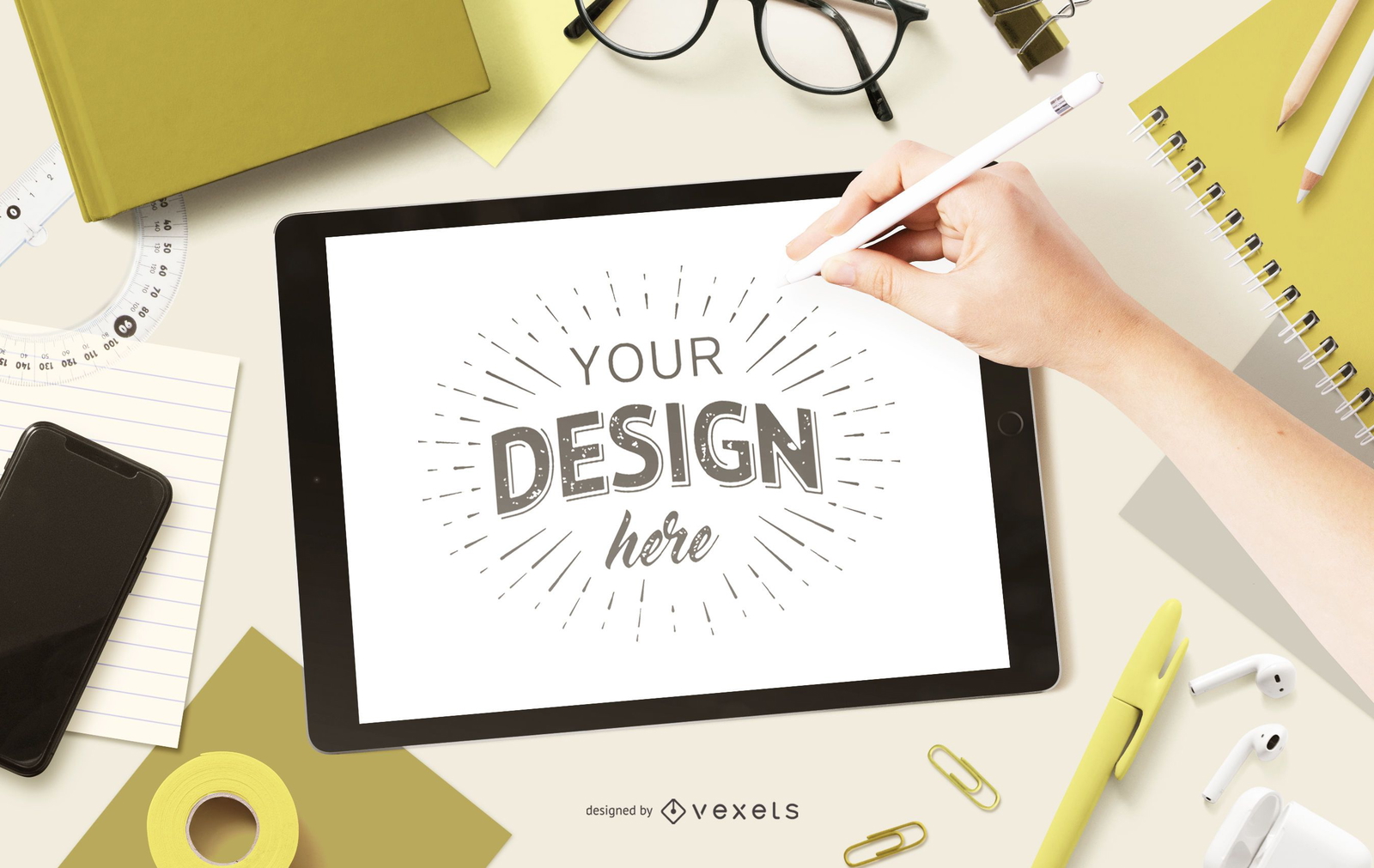 Education Ipad Mockup Composition PSD Editable Template