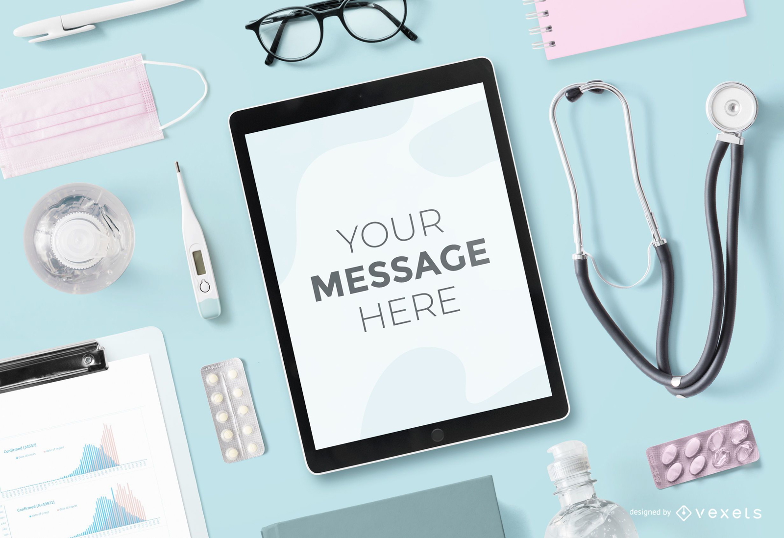 Health Tablet Screen Mockup Design PSD Editable Template