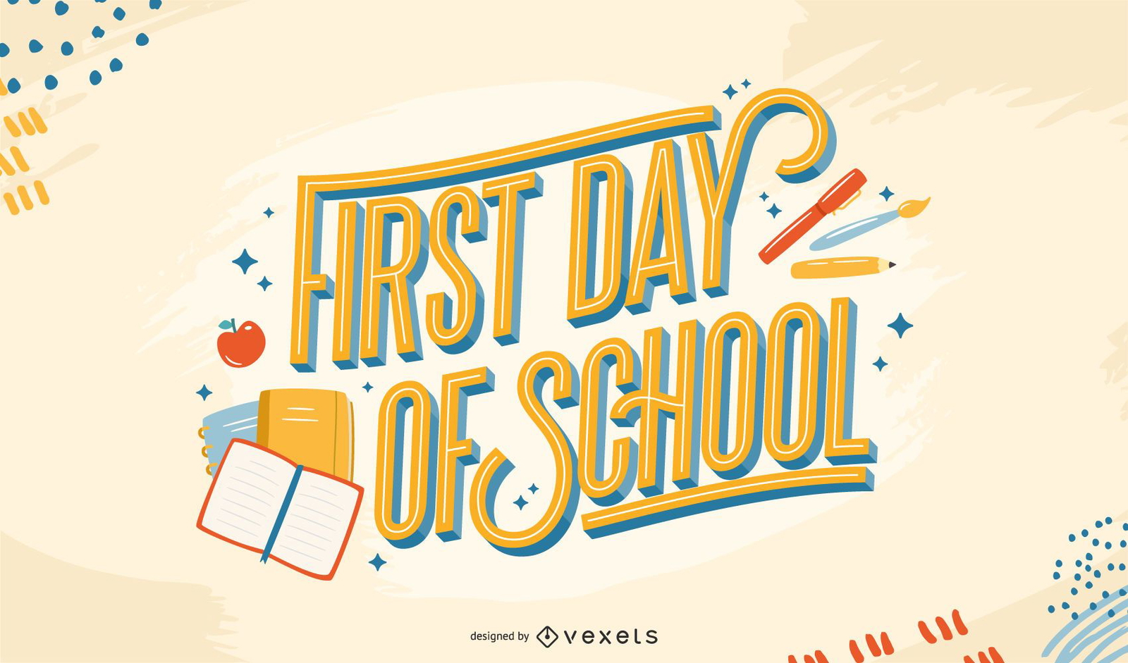 First Day Of School Lettering Vector Download