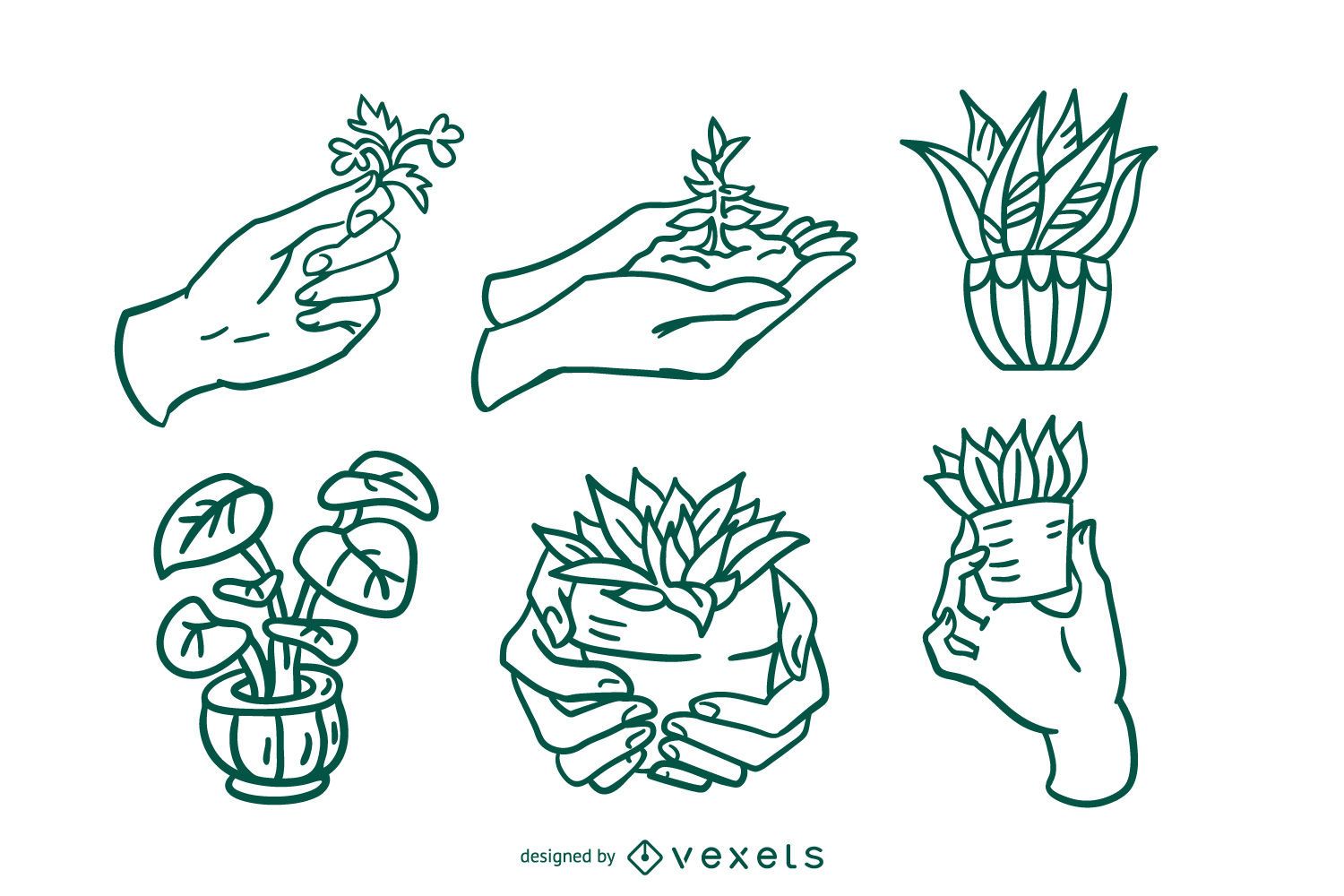 Plant Care Stroke Illustration Pack Vector Download