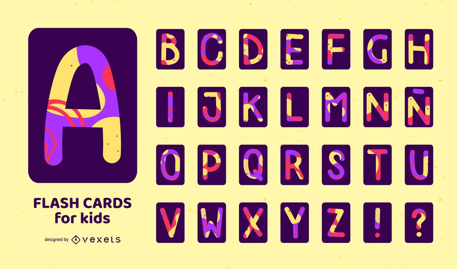 Alphabet Flashcard Colorful Set Vector Download