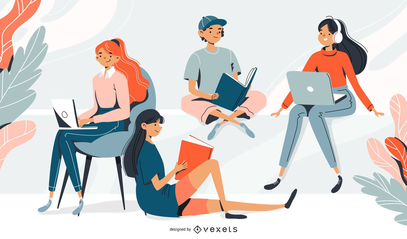 Teen Students Character Set Vector Download