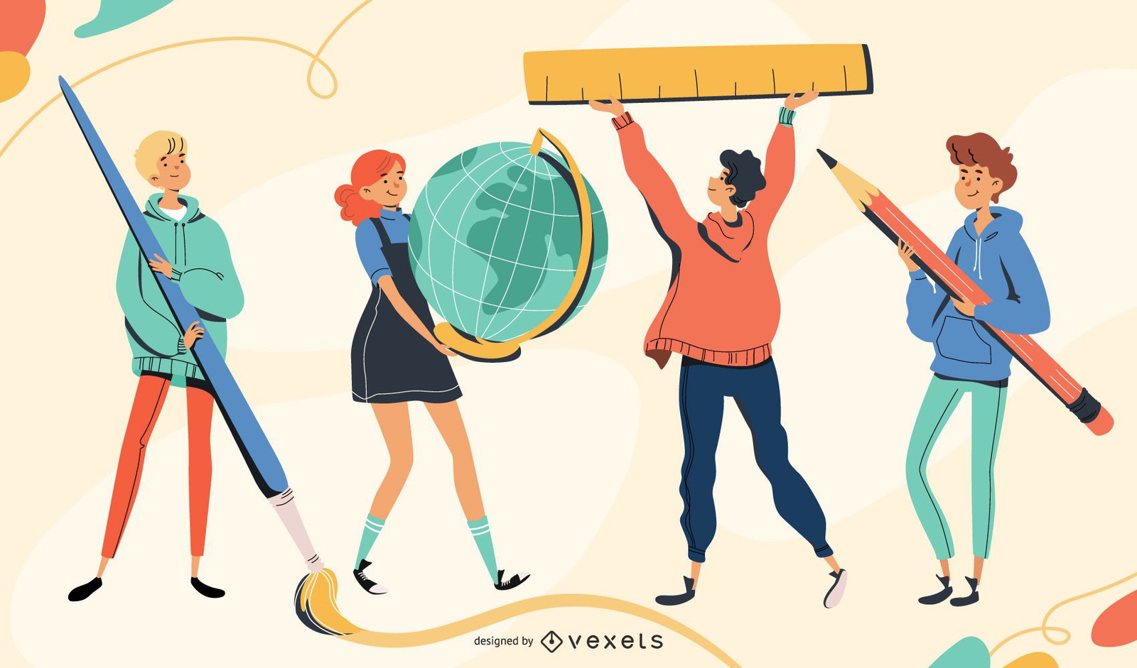 Teens High School Character Set Vector Download