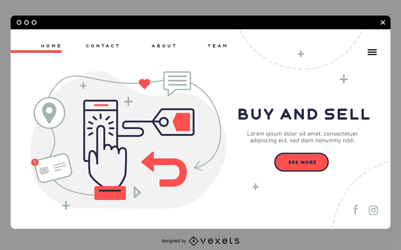 Buy And Sell Landing Page Template Vector Download