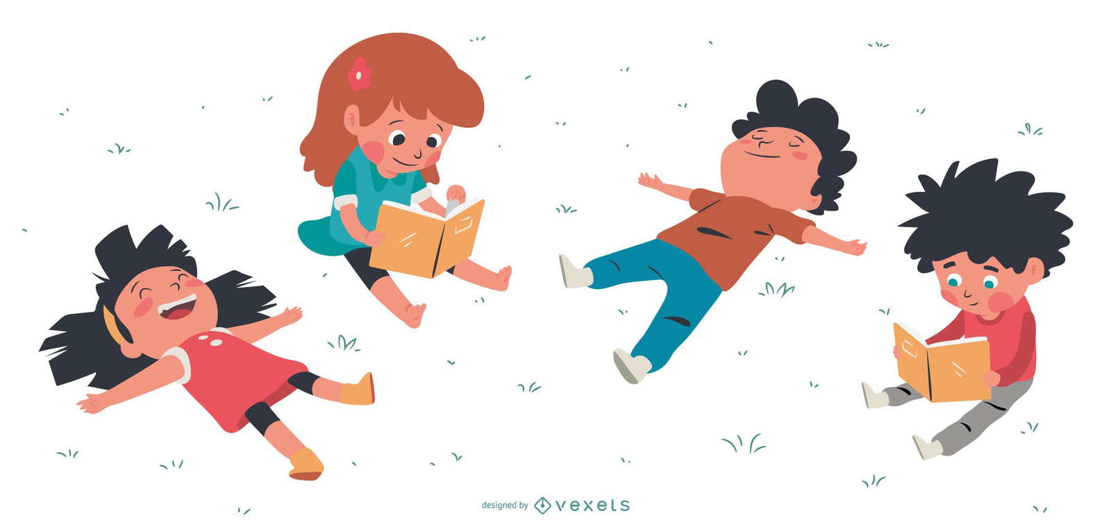 Kids Resting Character Set Vector Download