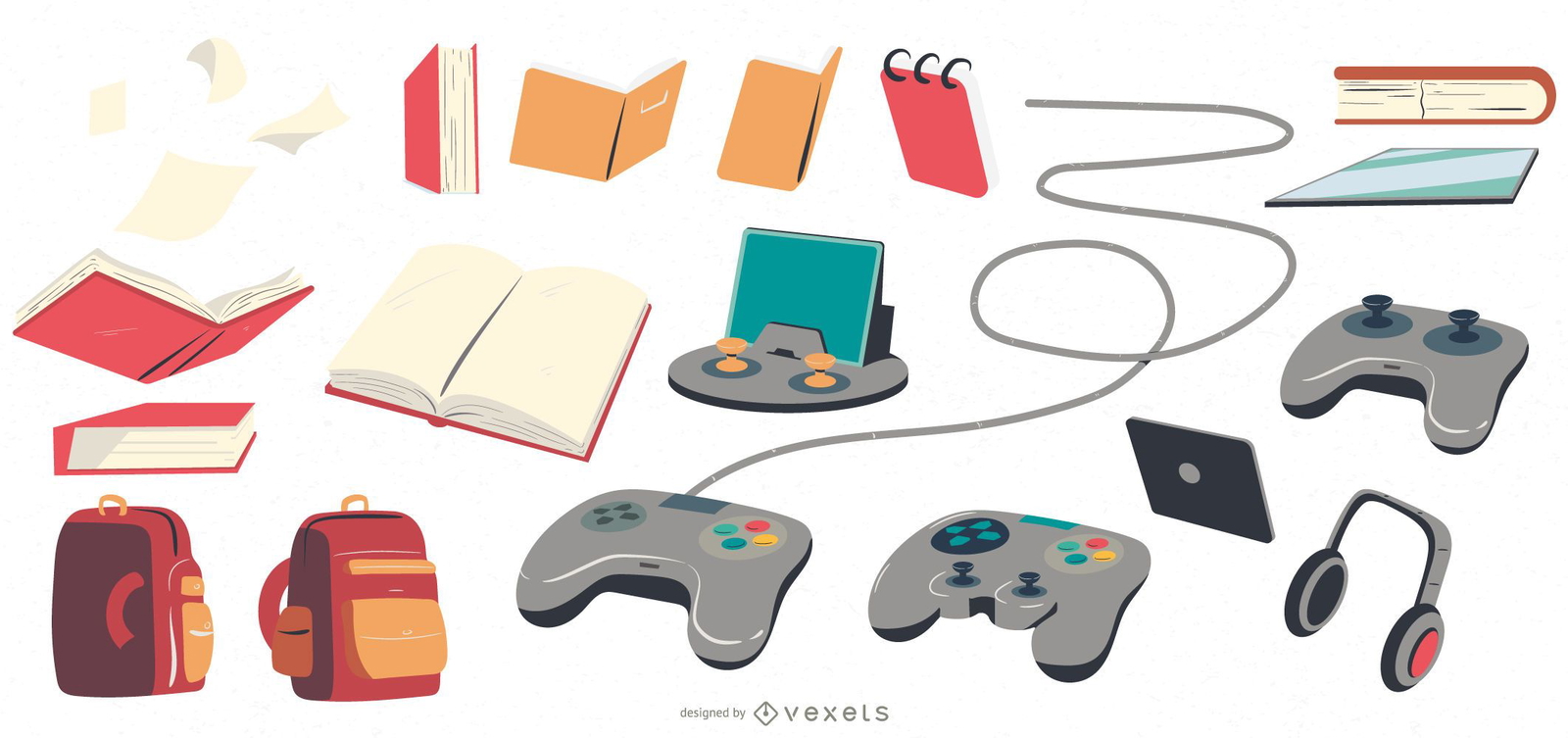 Kids Hobby And School Elements Pack Vector Download