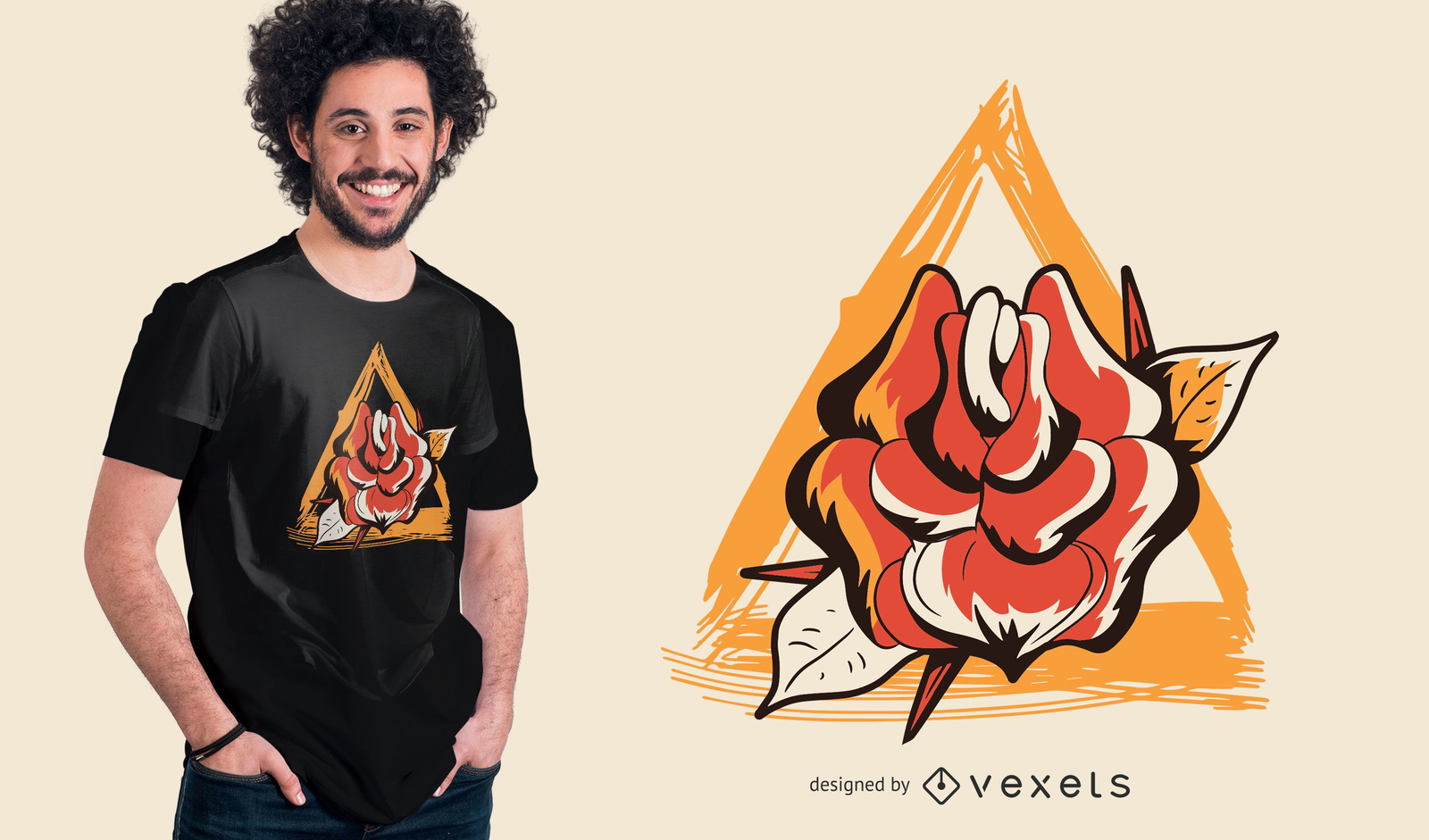 Old School Rose T-shirt Design Vector Download