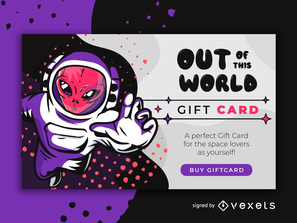 Alien Gift Card Design Vector Download