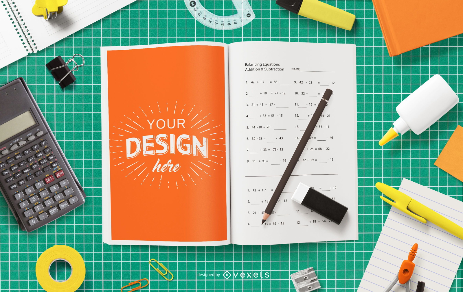 Magazine School Mockup Composition PSD Editable Template