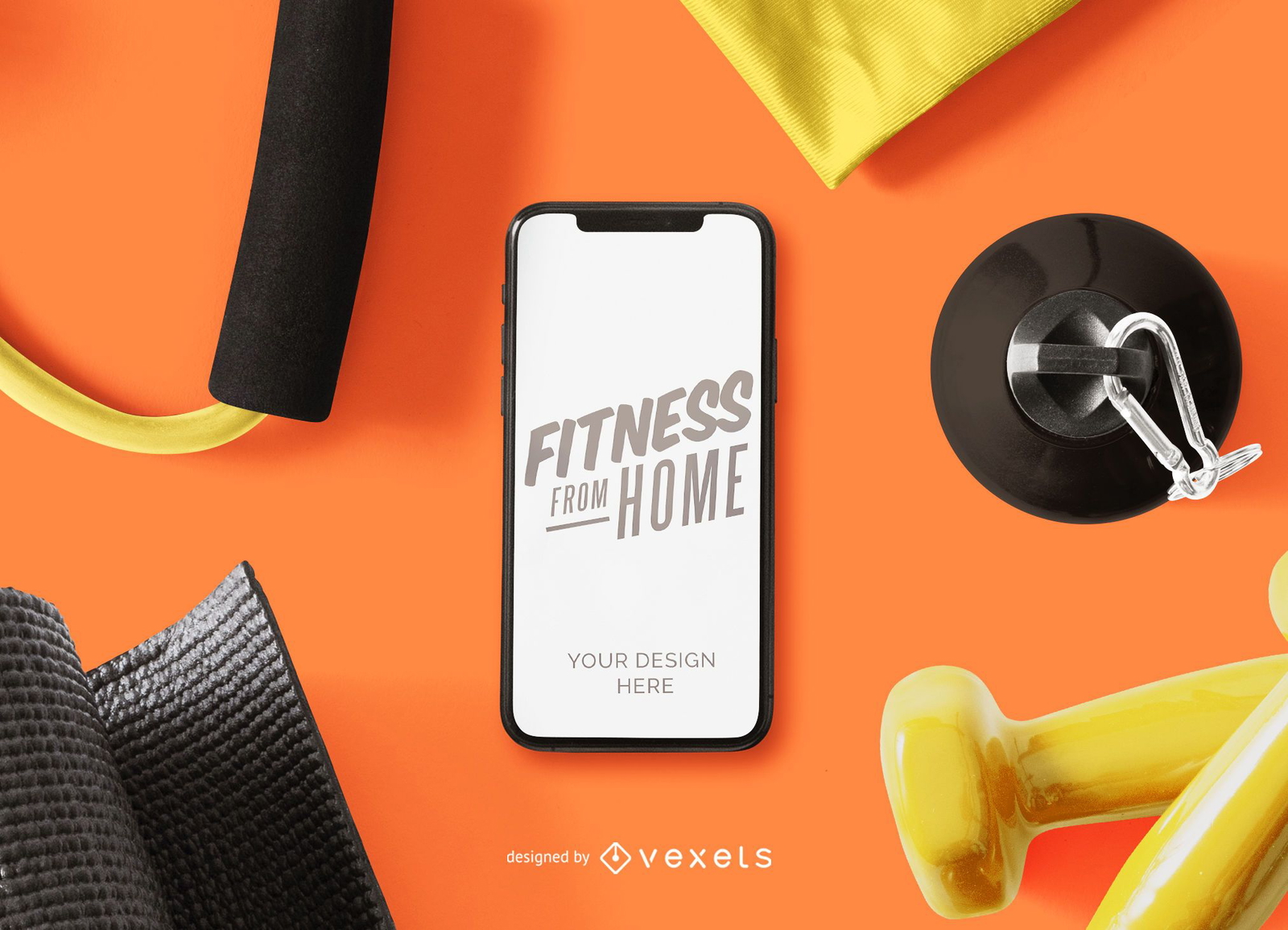 Fitness Phone Mockup Composition PSD Editable Template