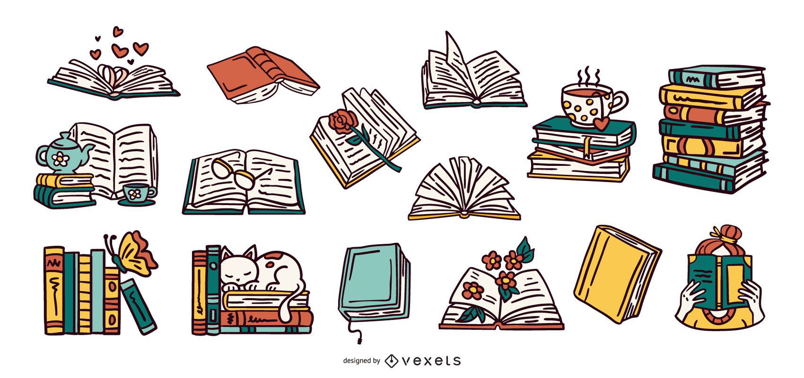 Hand Drawn Books Illustration Collection Vector Download