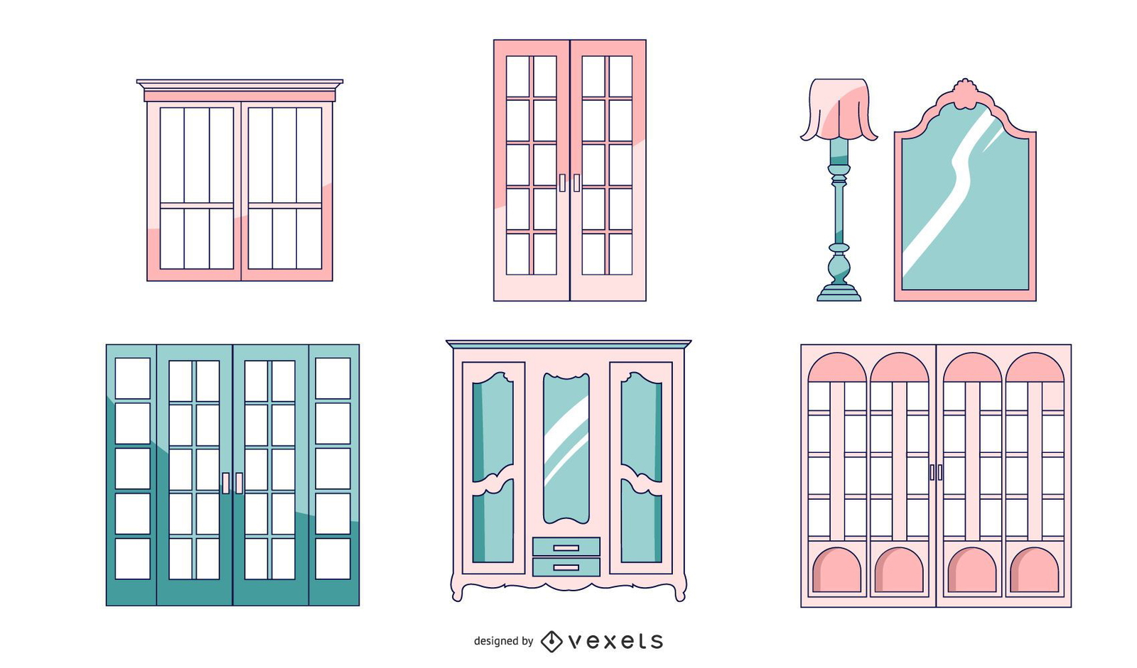 French Architecture Doors Pack Vector Download